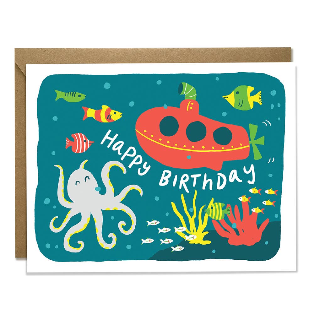 Submarine & Sea Birthday Card – treehaus